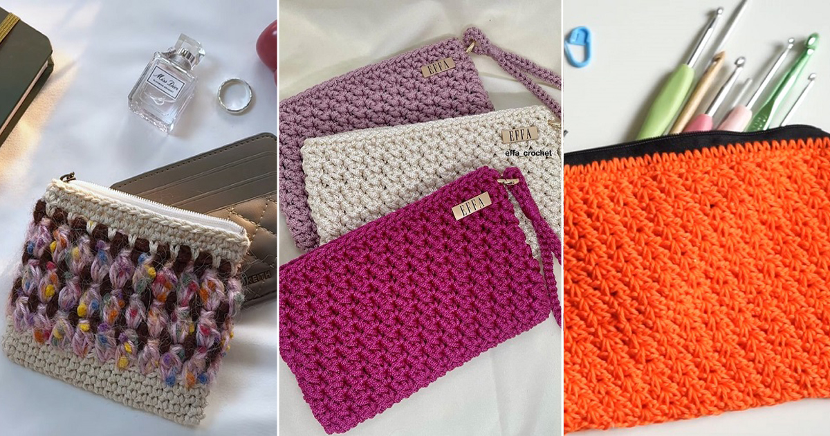 10 Colorful Crochet Zipper Beauty Bag Patterns - Castor Oil Guide