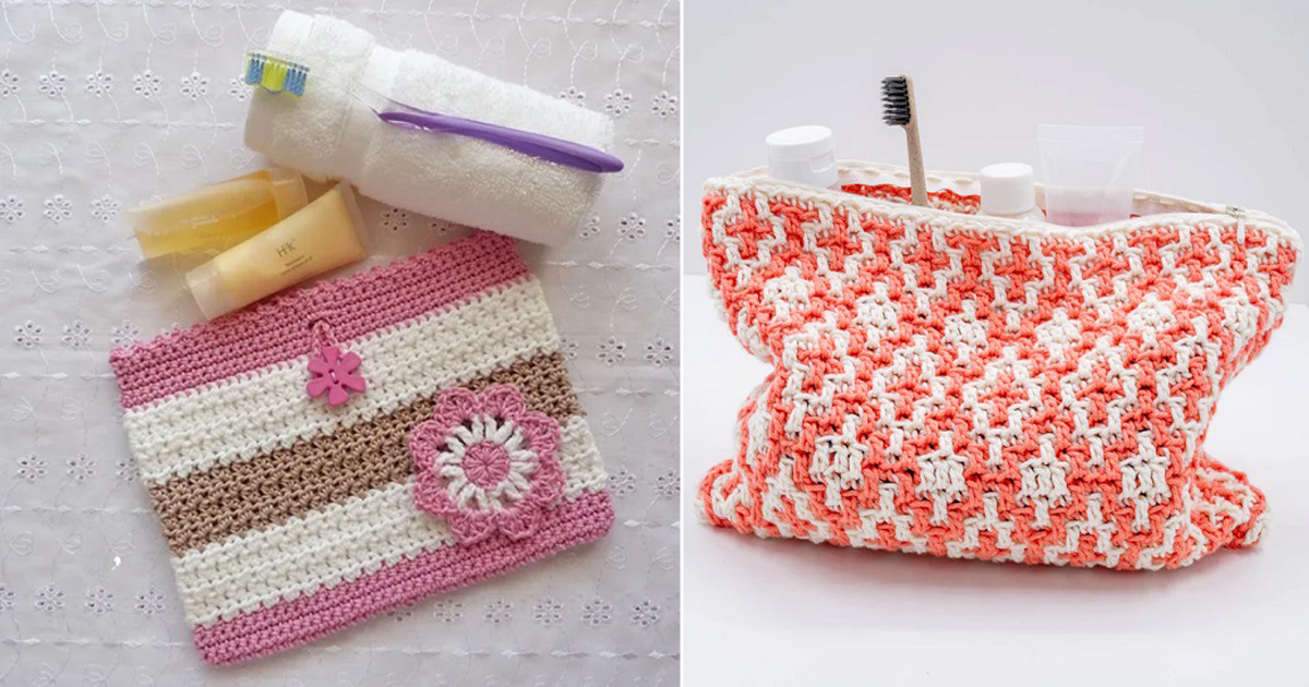 10 Cute Crochet Travel Toiletry Bag Patterns - Castor Oil Guide