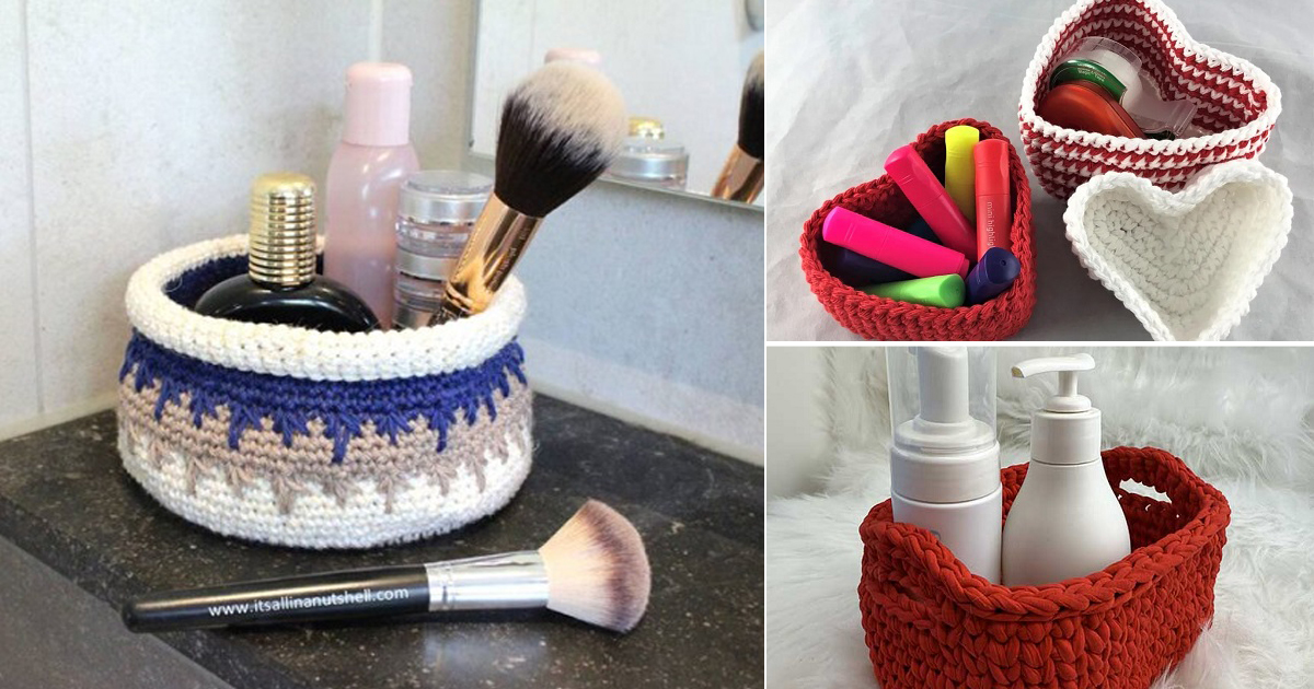 10 Cute Crochet Vanity Organizer Basket Pattern - Castor Oil Guide