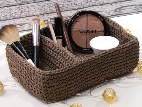 10 Cute Crochet Vanity Organizer Basket Pattern - Castor Oil Guide