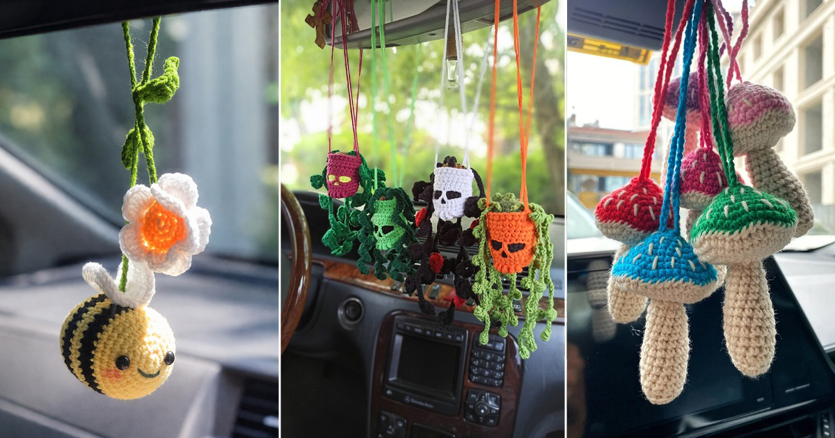 10 Crochet Car Hanging Accessory Ideas - Castor Oil Guide